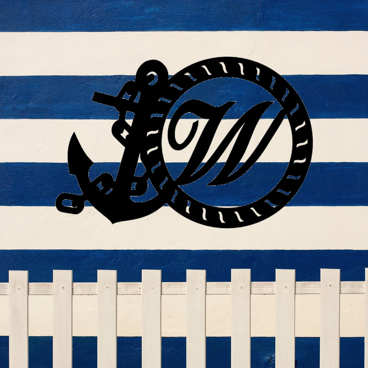 Anchor Monogram Sign, Custom Single Letter Design, Home Metal Sign ...