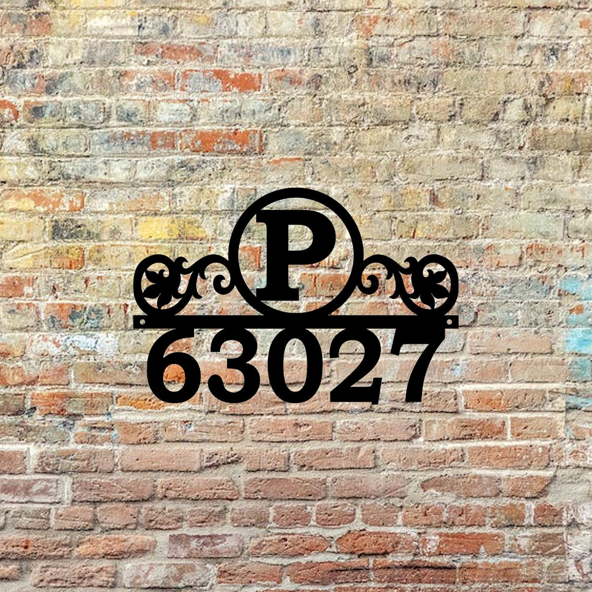 Circular Monogram Address Sign, Custom House Number, Scroll Design ...