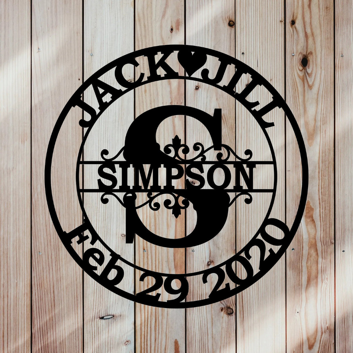 Circular Split Letter Monogrammed Sign, Customized Name And Date ...