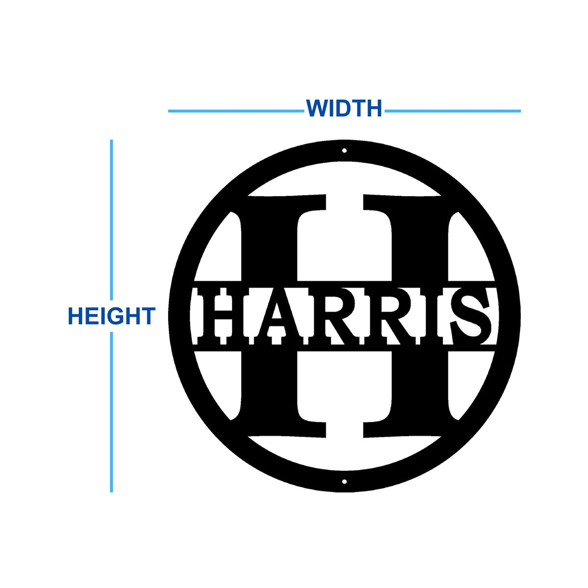 Custom Circular Split Letter Monogram Sign, Personalized Wall Art ...