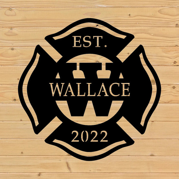Firefighter Monogram Sign, Custom Fire Fighter Name, Maltese Cross ...