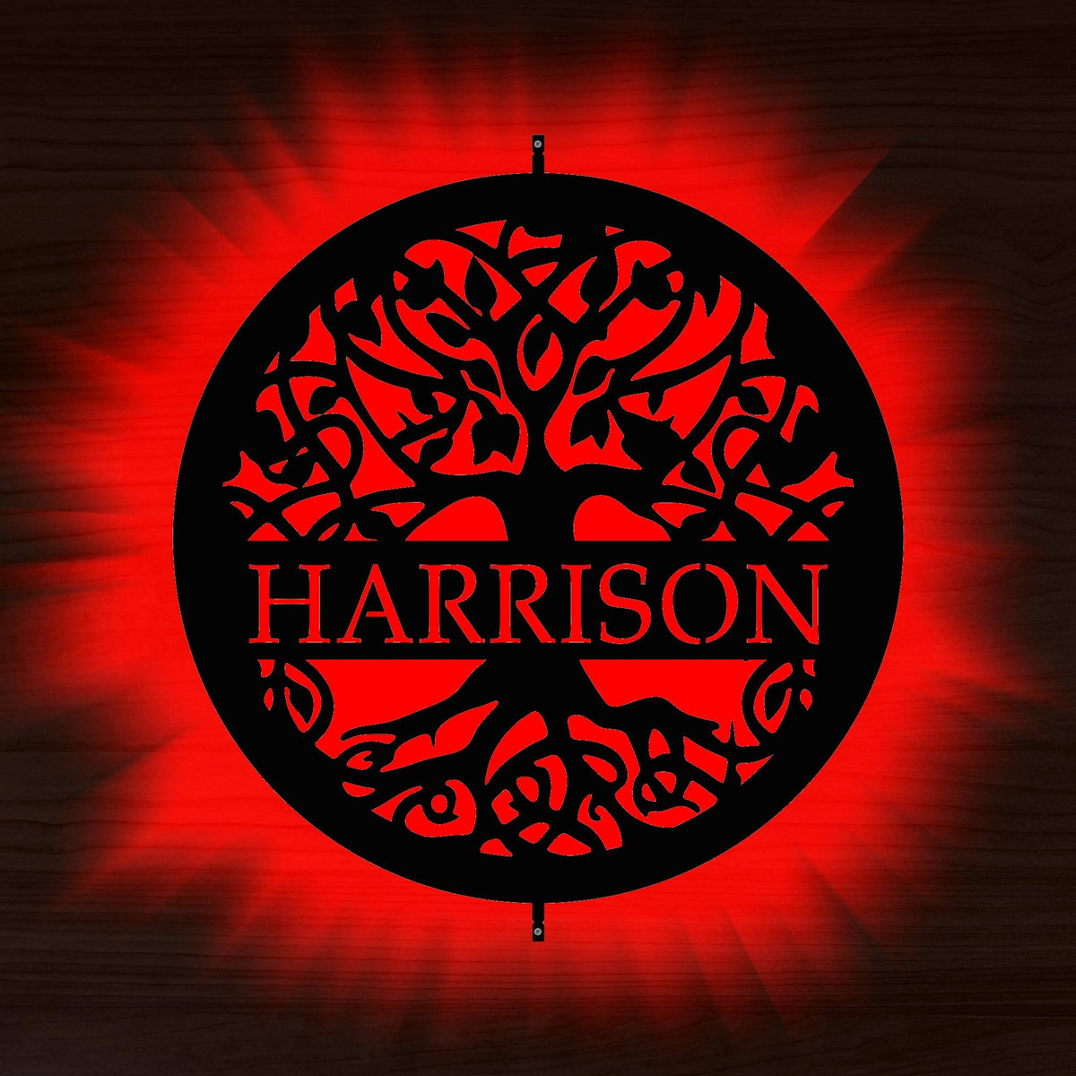 LED Tree of Life Metal Sign, Custom Last Name Family Monogram – Pillars ...