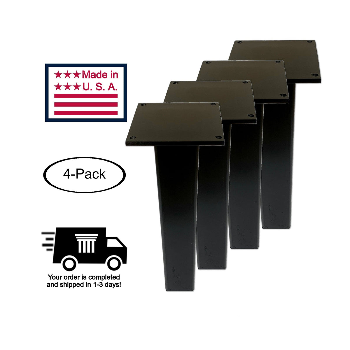 Metal Tube Table Legs 4-Pack - 2" Wide Contemporary Design – Pillars ...