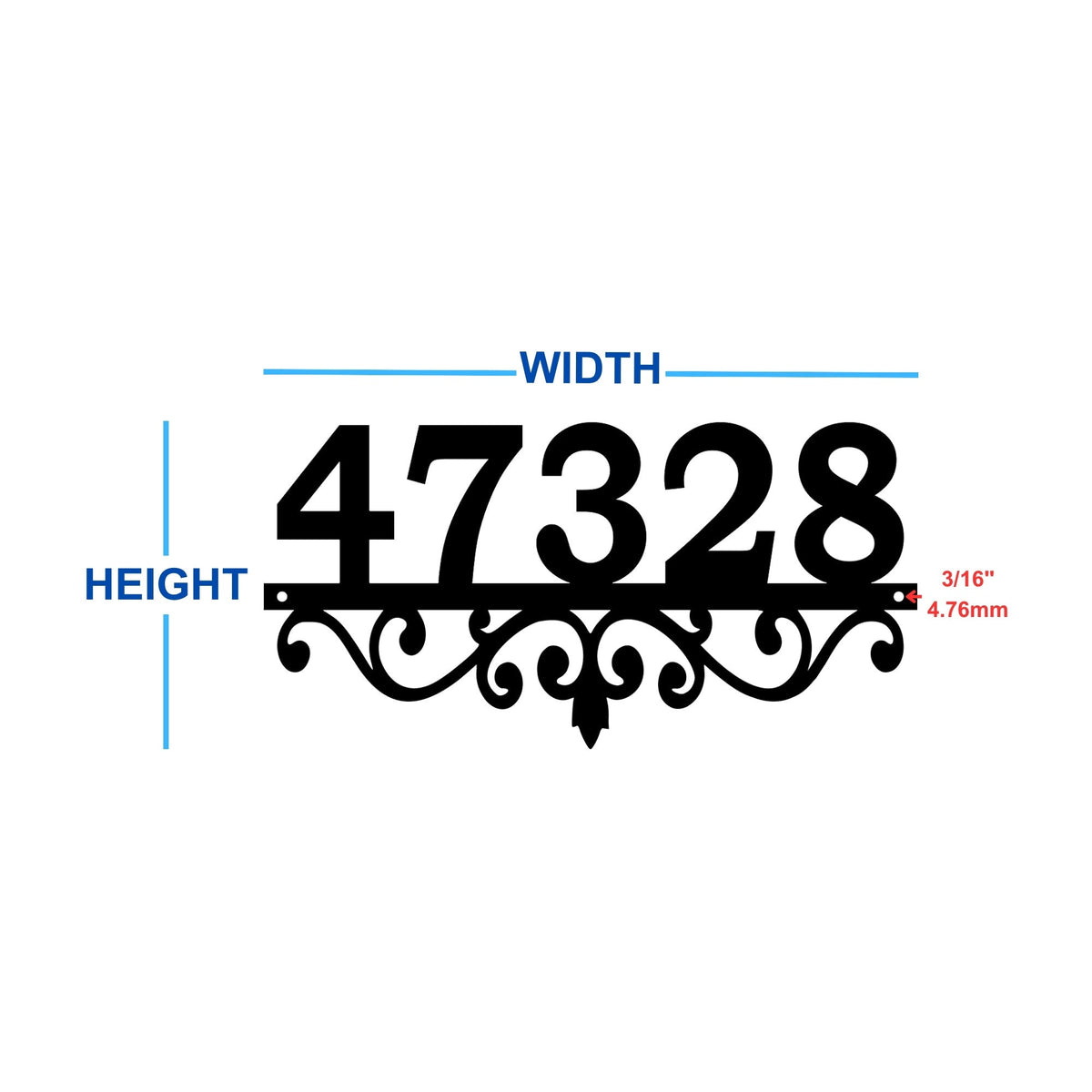 Scroll House Numbers Sign, Custom Home Address Sign, Scroll Design ...
