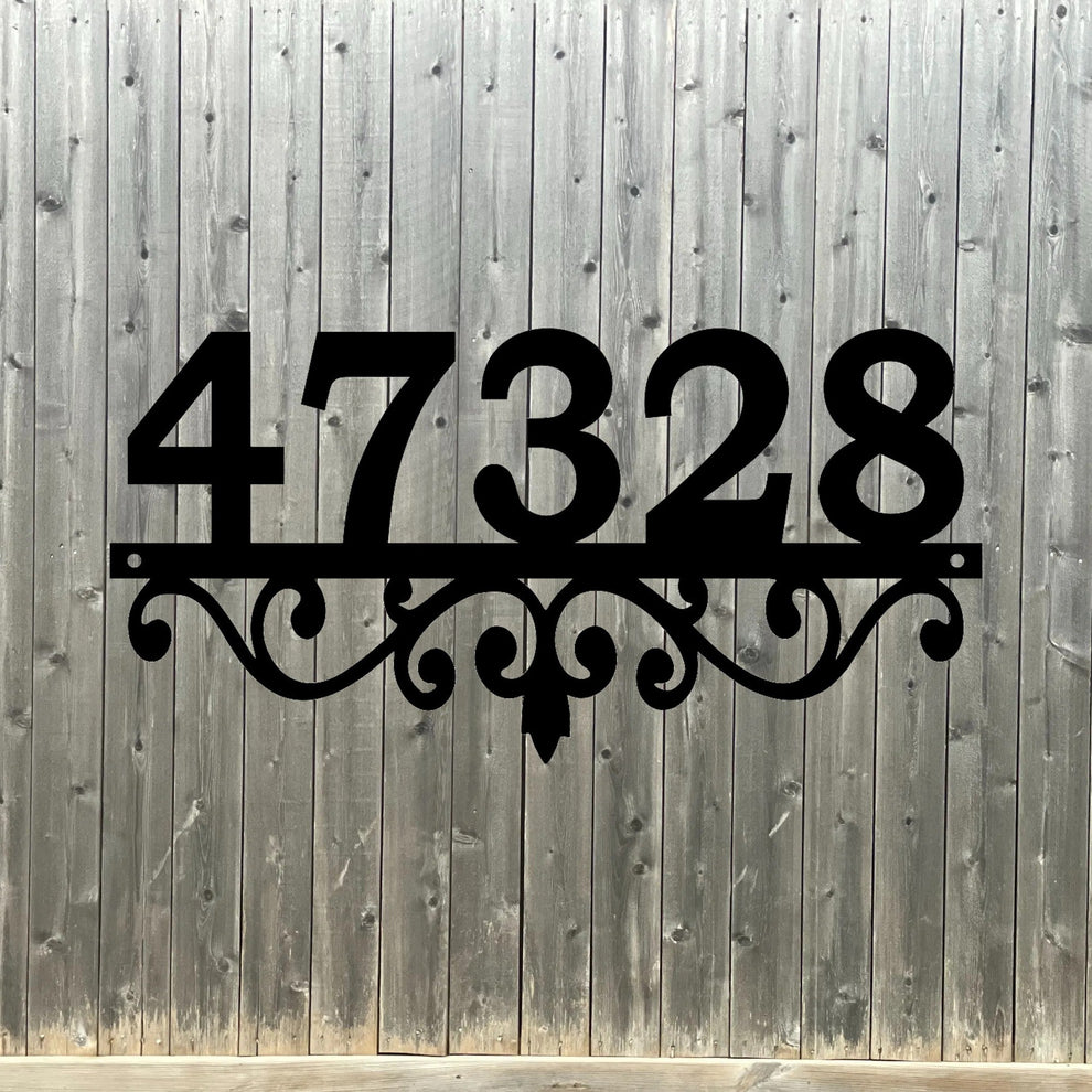 Scroll House Numbers Sign, Custom Home Address Sign, Scroll Design ...