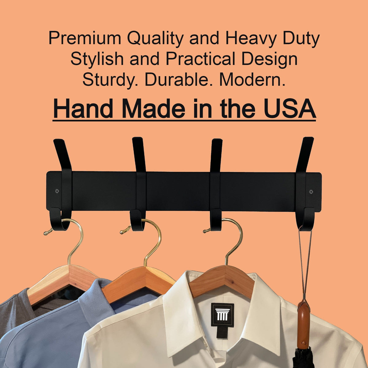 Wall Mounted Hook Rack, Premium Quality Coat Rack Rail, Hanging Hooks ...